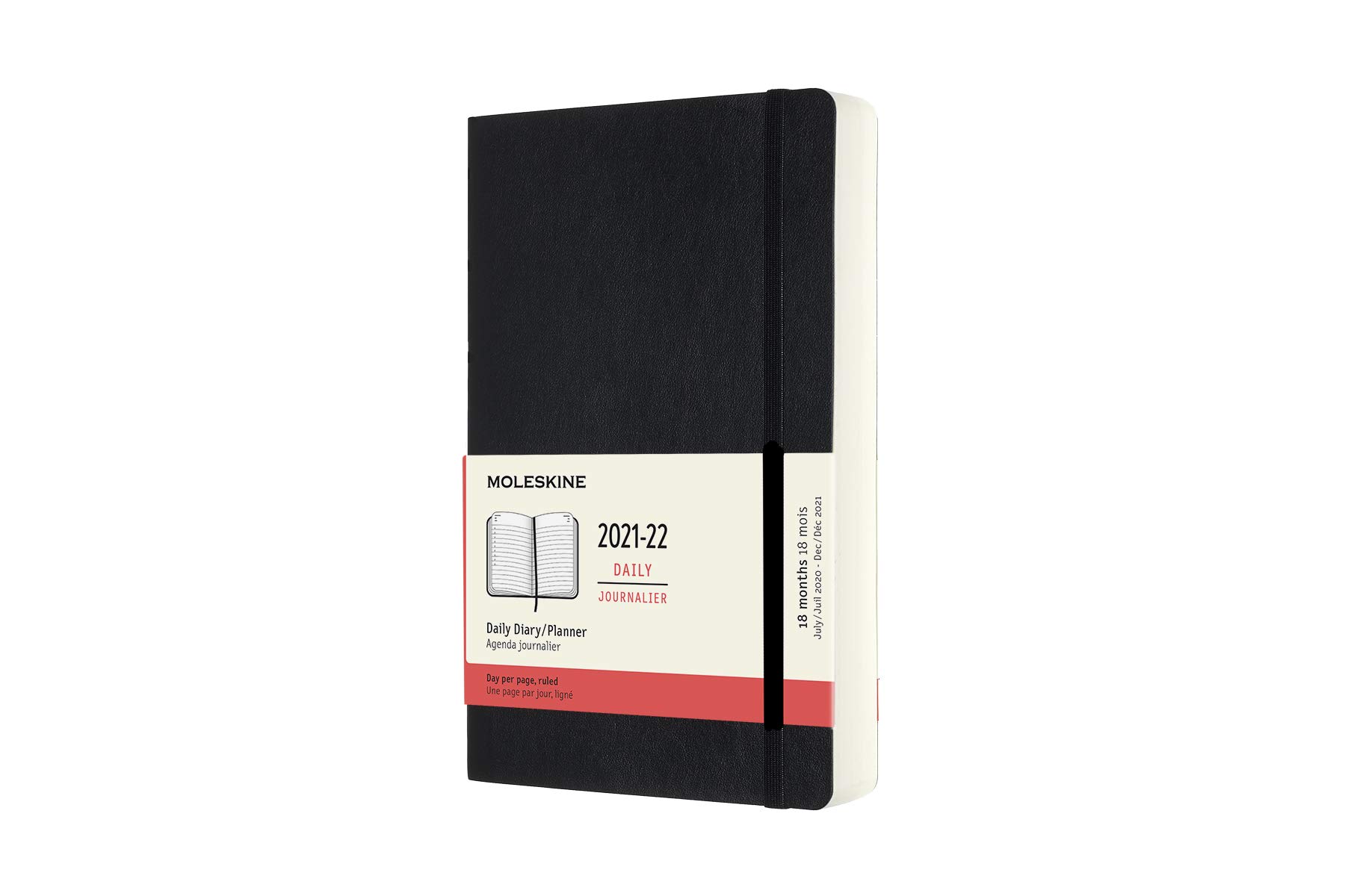 Moleskine Classic 18 Month 2021-2022 Daily Planner, Soft Cover, Large (5" x 8.25"), Black