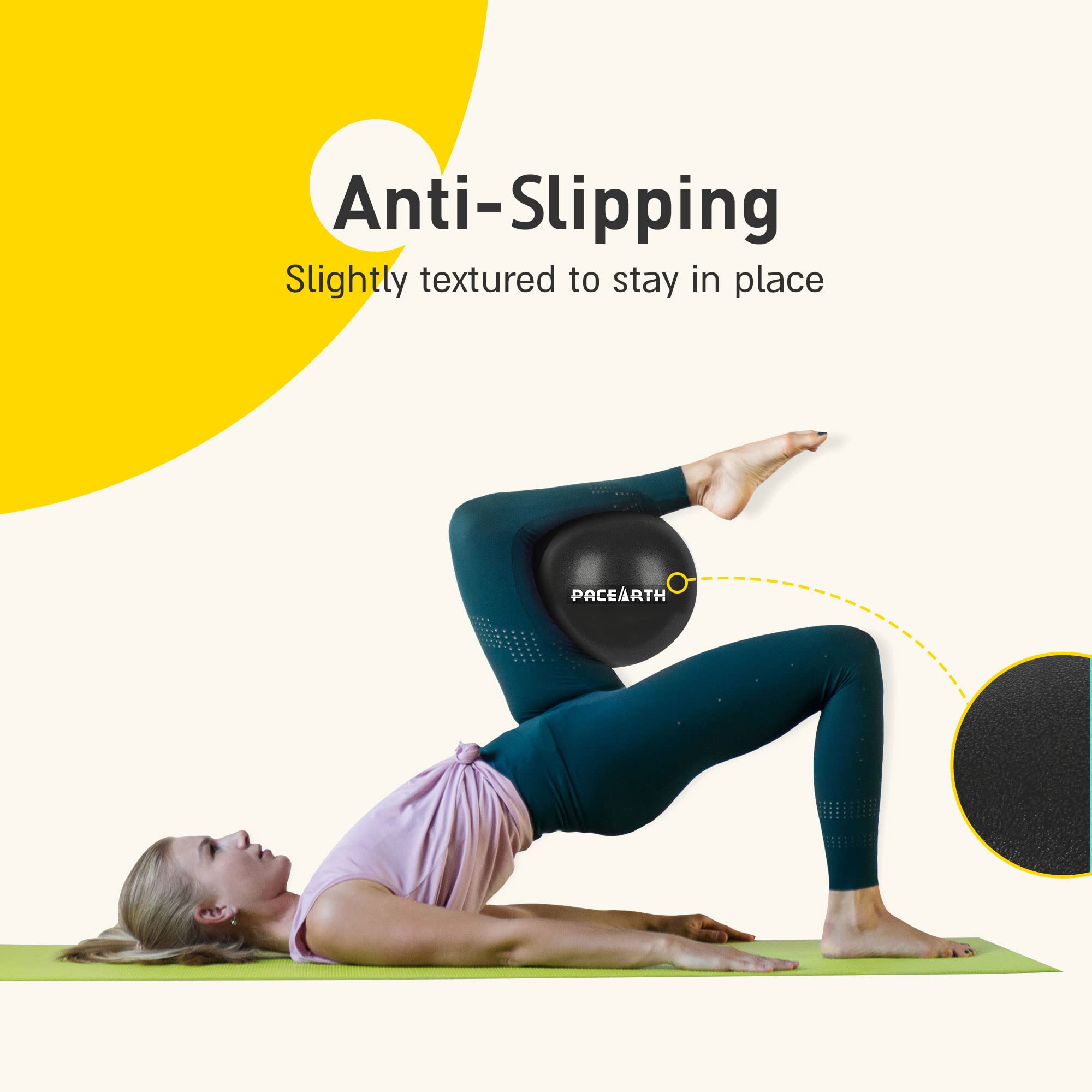 PACEARTH Small Exercise Ball, 9 inch Pilates Ball, Barre Ball with Air Pump Yoga Mini Bender Ball for Balance, Core Training, Physical Therapy at Home Workout, Gym, Studio -Black