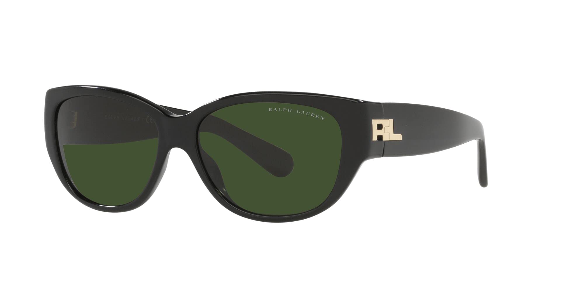 Ralph by Ralph Lauren Women's RL8193 Square Sunglasses, Shiny Black/Bottle Green, 56 mm