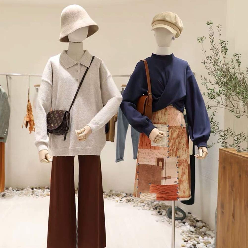 Mannequin Torso Mannequin Dress Form Torso Female Tailors Dummy Dressmakers Dummies Fashion Students Display Bust with Solid Wood Arm Height Adjustable for Apparel Jewelr
