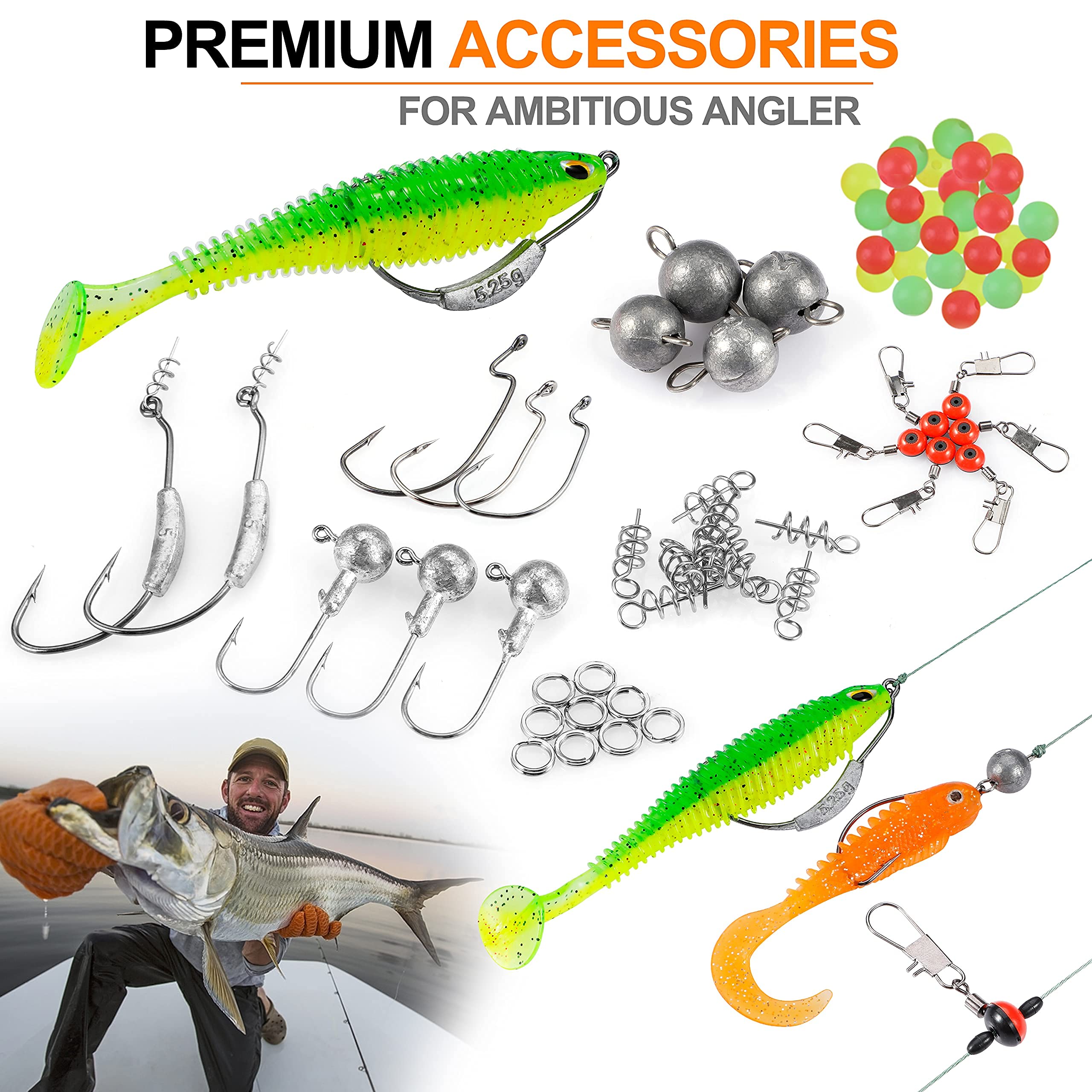 PLUSINNO Telescopic Fishing Rod and Reel, 212pcs Fishing Tackle Kit with Tackle Box