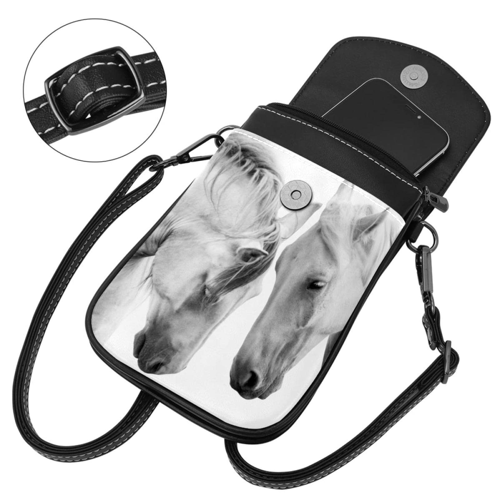 Small Crossbody Bag Horse White Cell Phone Purse Wallet