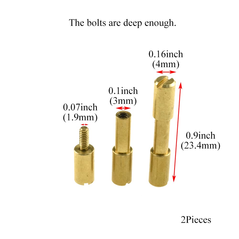 Yadaland Kitchen Corby Bolts Fastener 4mm Diameter Metal Bracket Bolt Handle Screw Knives Rivets Tactical Lock Head Tight Thread Stay in Place No Scratch Easy Install Driver Slot 2sets Brass