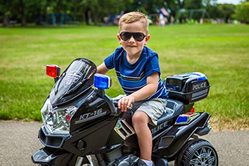 Kid Trax Police Rescue Motorcycle 6V Battery-Powered Ride-On Toy Black