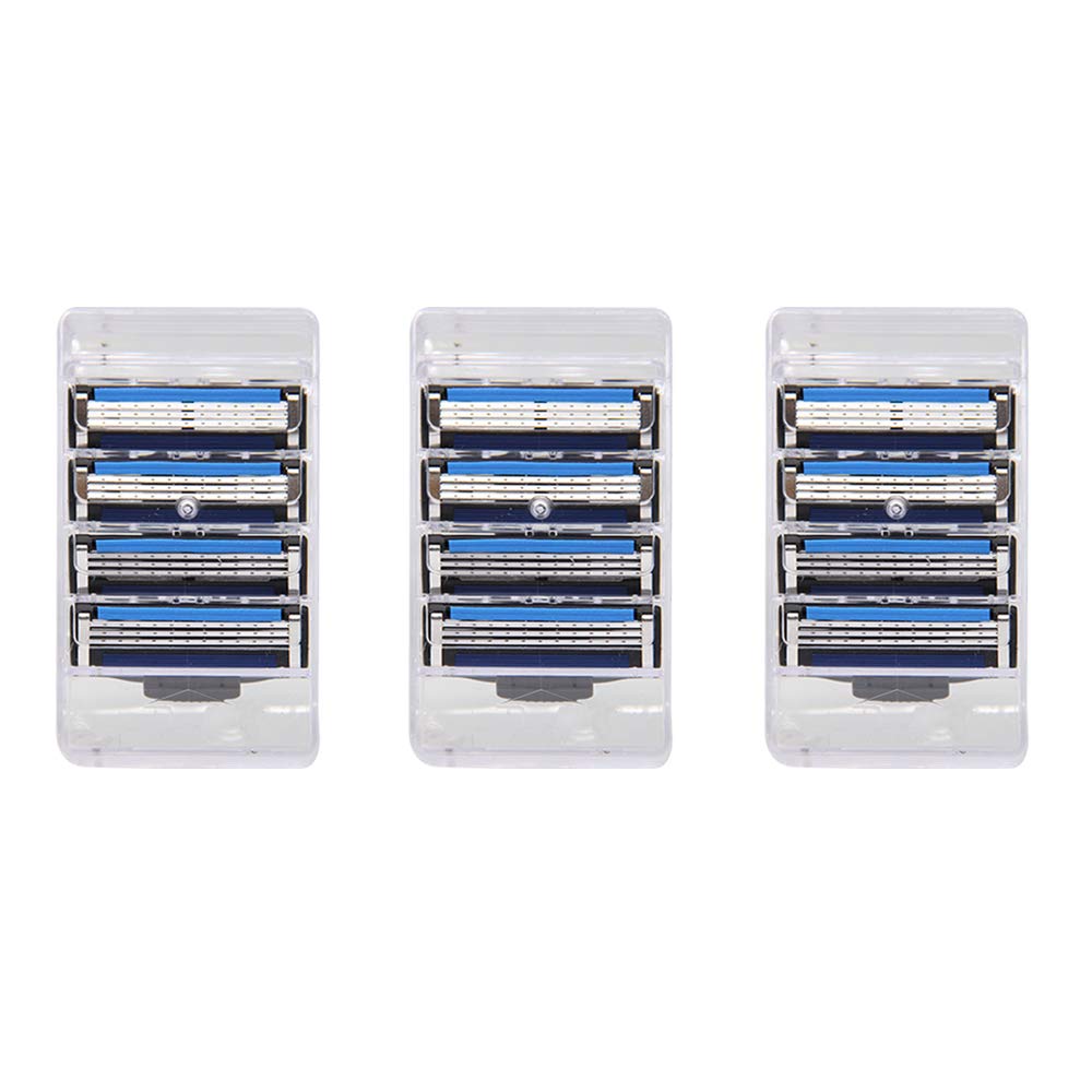 Men's Razor Blade Refills, Yingjili Men's Razor 12 Refills, 3-Blade Razors