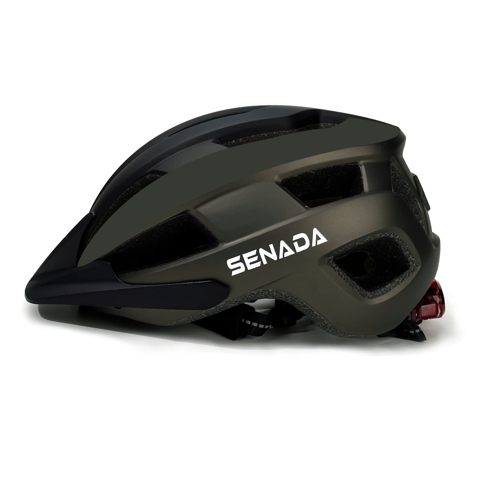 SENADA Adults Bike Helmet with Sun Visor with Detachable Goggles Adjustable Size Cycling Helmets Mountain Bicycle Helmets for Women and Men (Black)