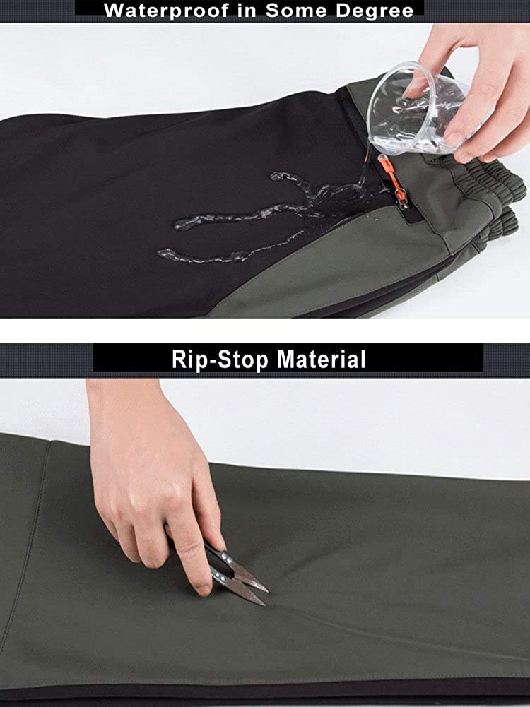 Men's Snow Ski Hiking Pants Waterproof Windproof Fleece Lined Reinforced Knees Winter Work Pants with Zipper Pocket (Dark Grey,M)