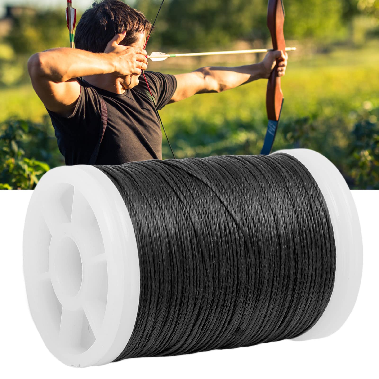 SUNGOOYUE Archery Bow String Serving Thread,Bowstring Serving Material,for Tying Peep Sight Nock Maintenance Accessory 110m(Black)