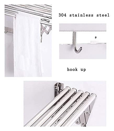 XMCX Foldable Laundry Drying Rack Wall Mounted Clothes Airer Compact Portable Collapsible Easy Storage Large Capacity Drying Rods Dryer (Size : 50cm/19.7inch)