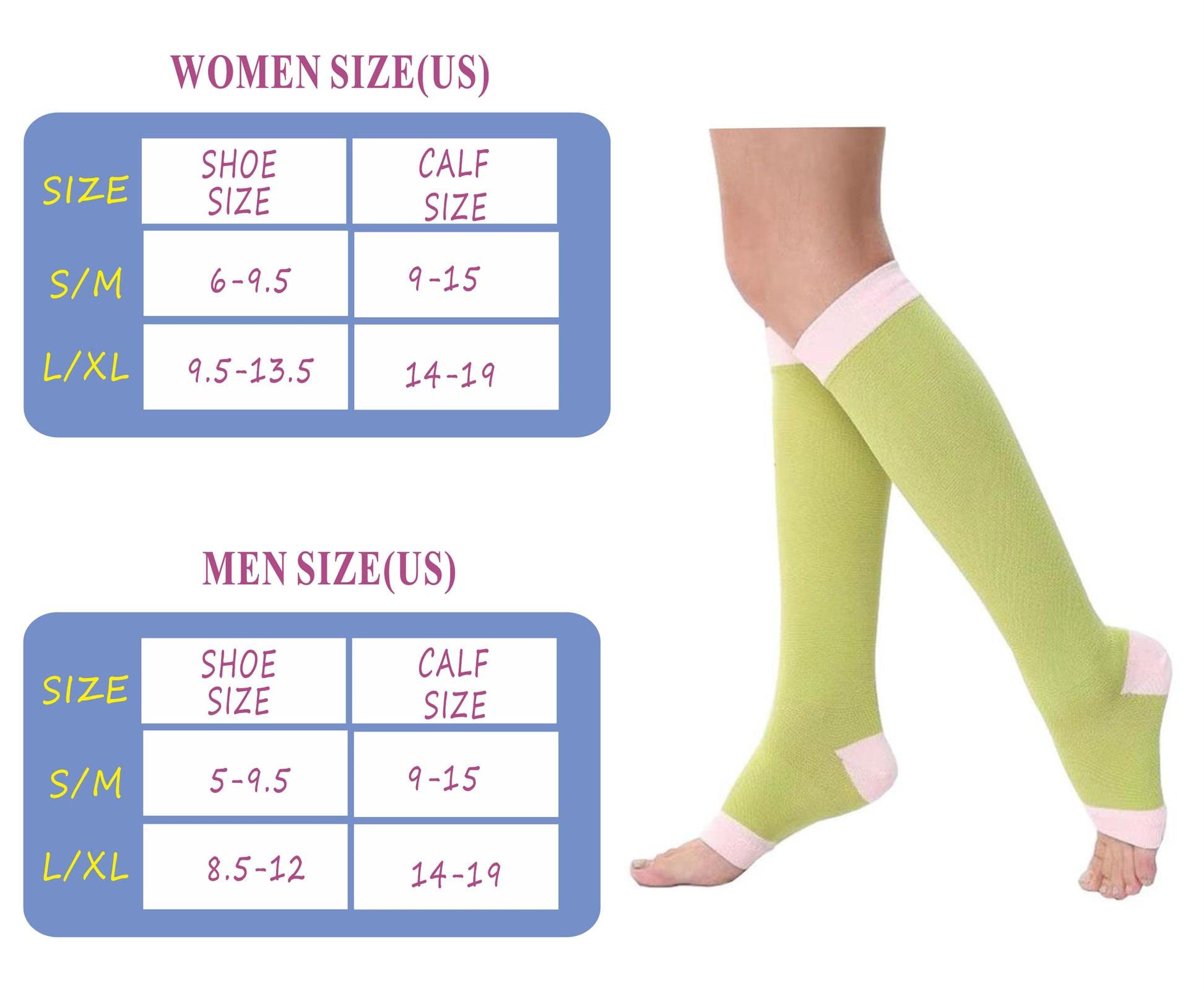 SHUTELI Toeless Open Toe Compression Socks Compression Stockings 4 Pairs for Women Men Circulation (4Color, Large-X-Large)