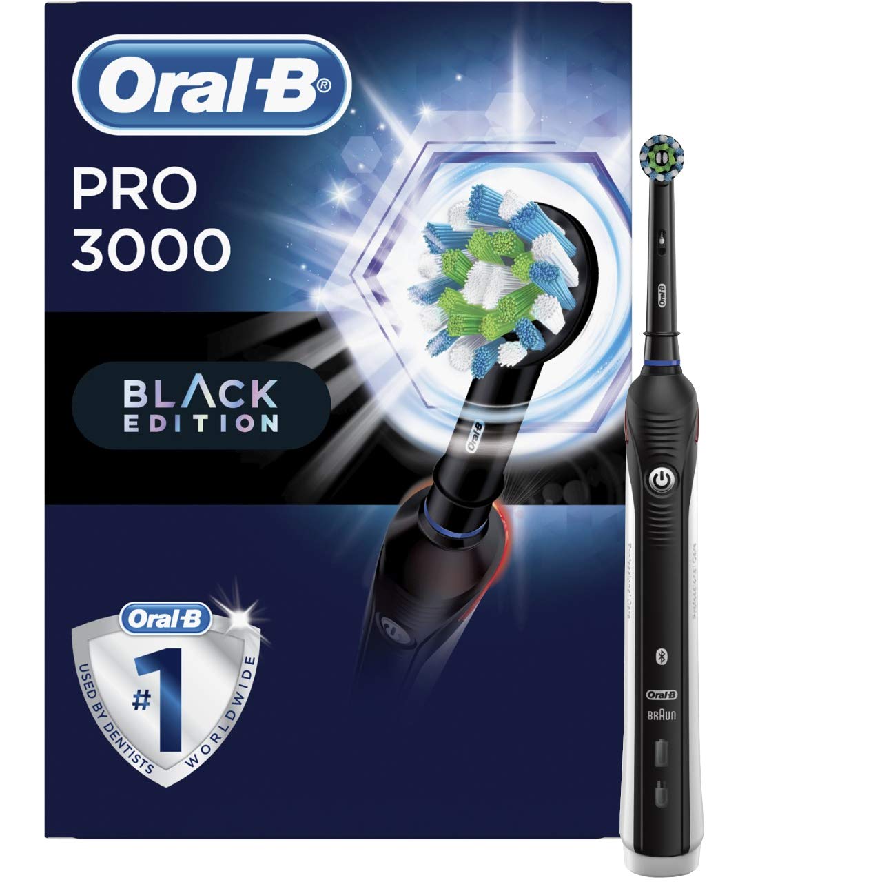 Oral-B Pro 3000 Electric Toothbrush with Bluetooth (Black) Bundle with Cleaning Cloth