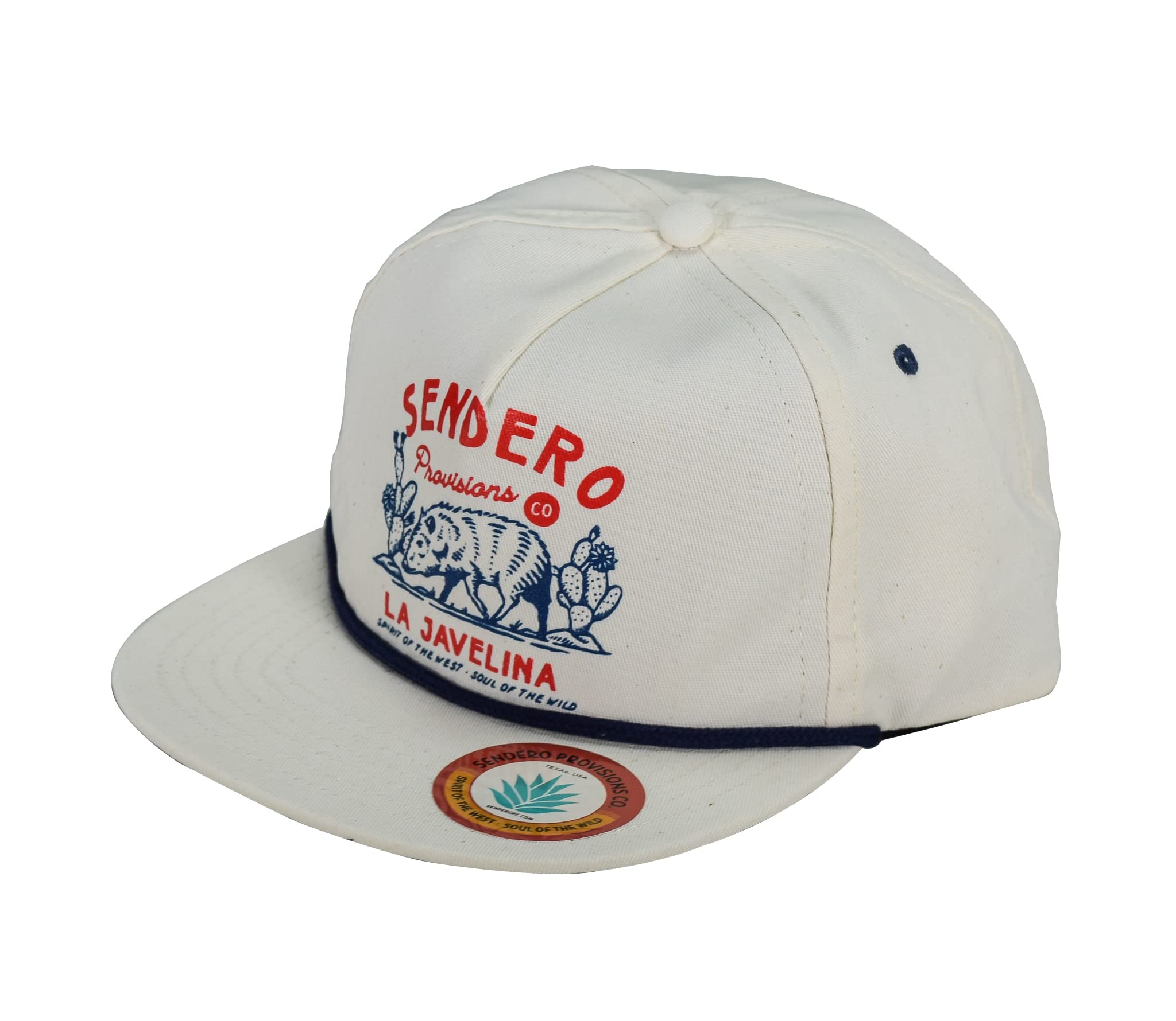 Sendero Provisions Co. Screen Printed Design La Javelina Snapback Hat Off White One Size