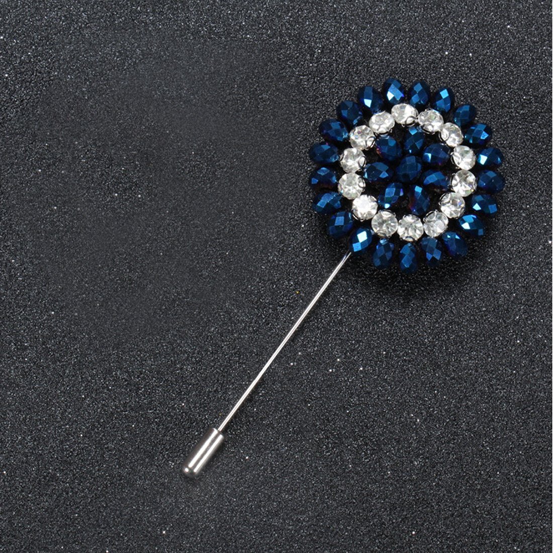 kilofly 4 pc Men's Lapel Pin Rhinestone Crystal Wedding Suit Boutonniere Brooch