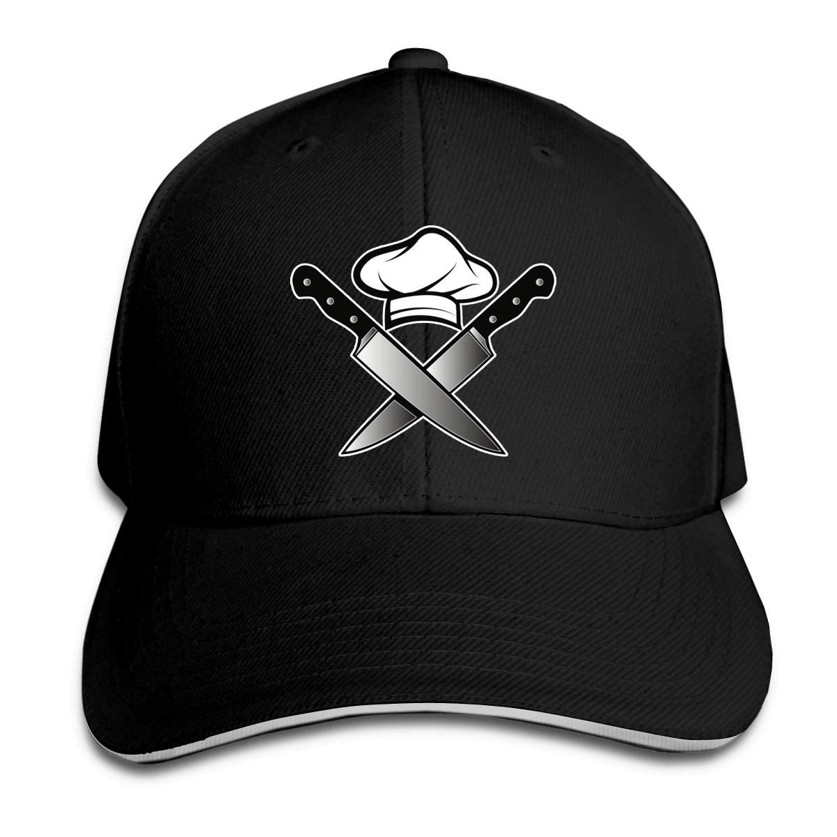 NVJUI JUFOPL Men's Skull Chef Hat, Funny Knives Kitchen Baseball Cap Navy