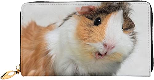 Surprised Guinea Pig Leather Wallet Long Clutch Purse Fashion Wristlet Handbag
