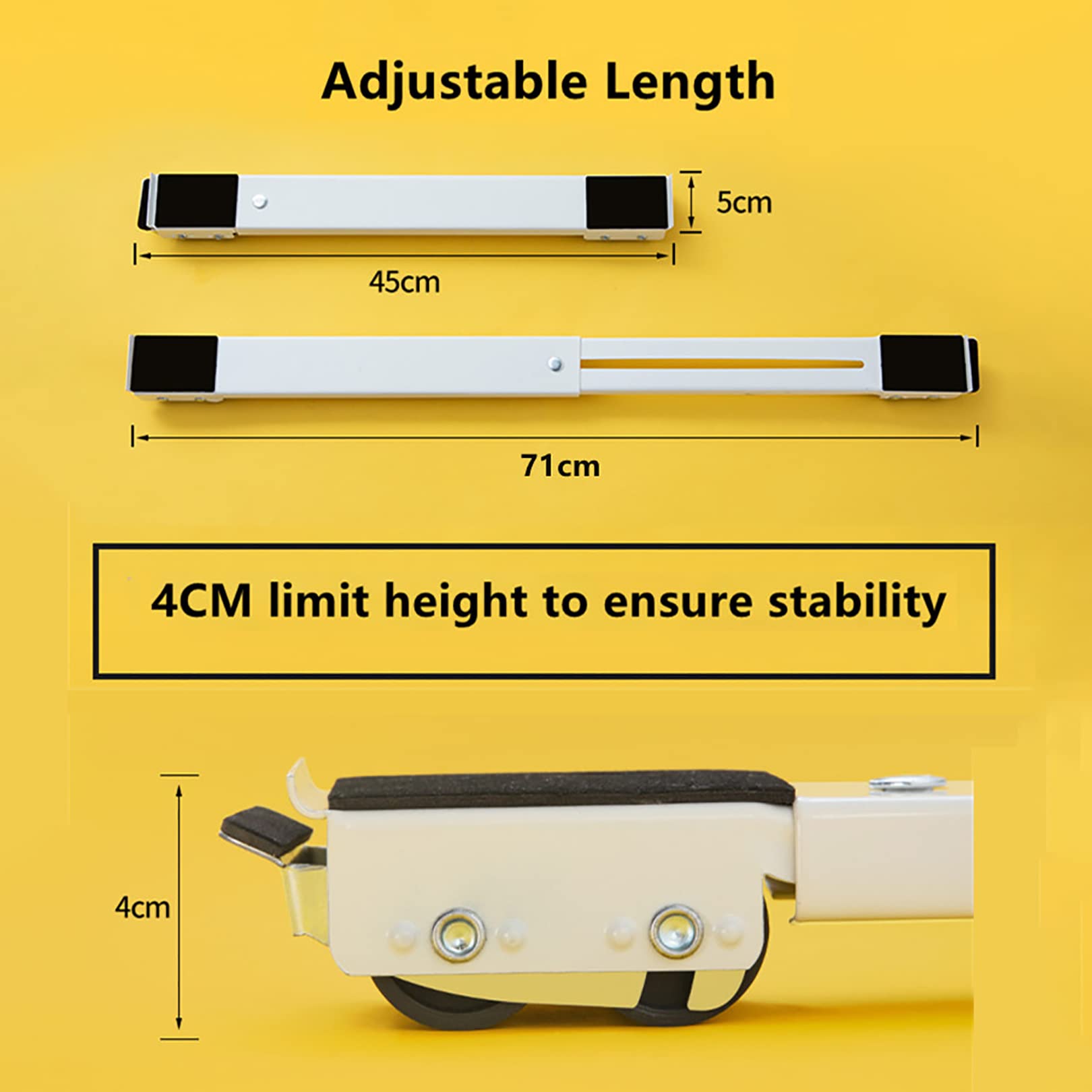 Lidengdeng Washing Machine Pedestal, Refrigerator Stand, Universal Mobile Tool Base, Movable Adjustable Washer and Dryer Stand, Refrigerator Base, Roller with Brake, Firm, Non Slip, Wheeled, 2 Pcs