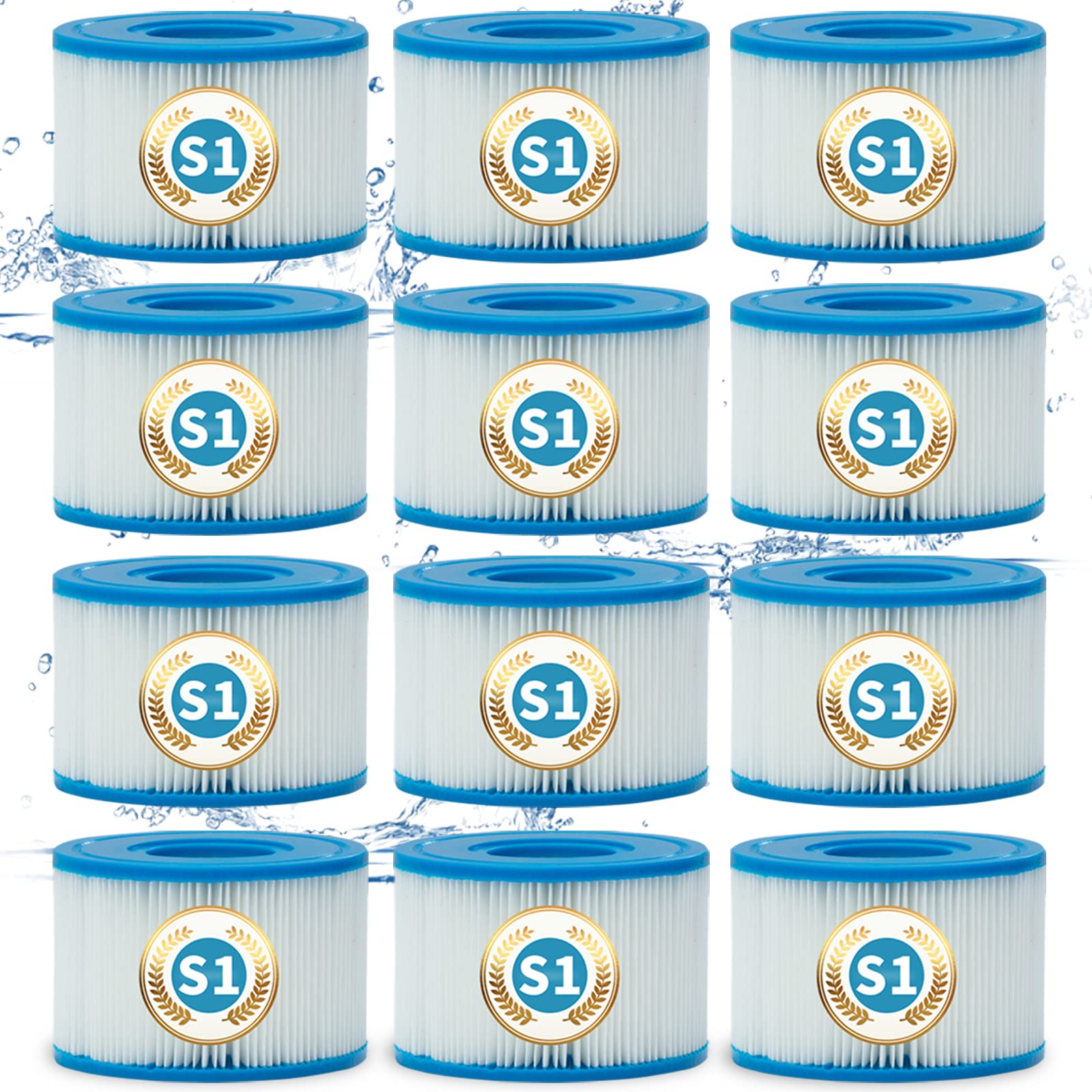 SXEIAV Type S1 Hot Tub Filters, Type S1 Spa Filter 29011E for All Intex PureSpa 28429E, Replacement for Intex 29001E Hot Tub Filter Cartridge, Easy Set Pool Spa Filter Cartridges (12 Pack)