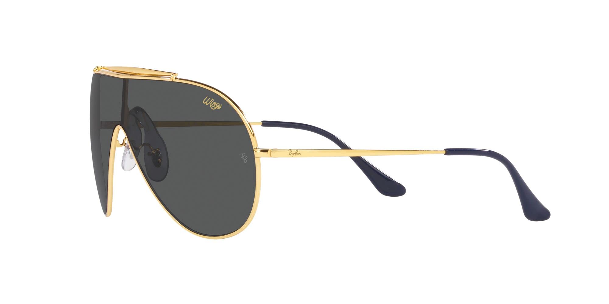 Ray-Ban RB3597 Wings Shield Sunglasses, Legend Gold/Dark Grey, 33 mm