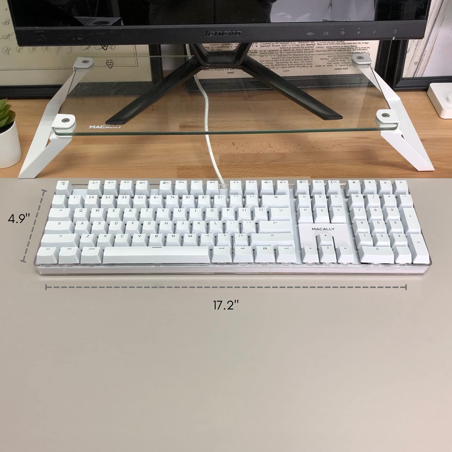 Macally Backlit Mechanical Keyboard for Mac - Quality You Can Feel - Classic Mac Mechanical Keyboard with Brown Switches for Comfortable Typing - 104 Key Apple Keyboard Wired USB with Weighted Base