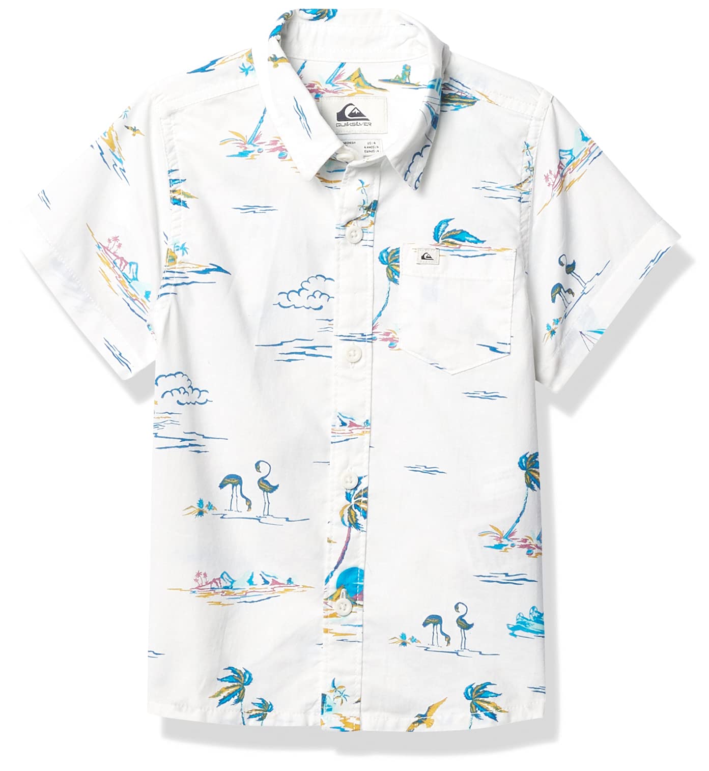 Quiksilver boys Island Breeze Short Sleeve Boy Button Up Shirt, White Island Breeze, 7 US