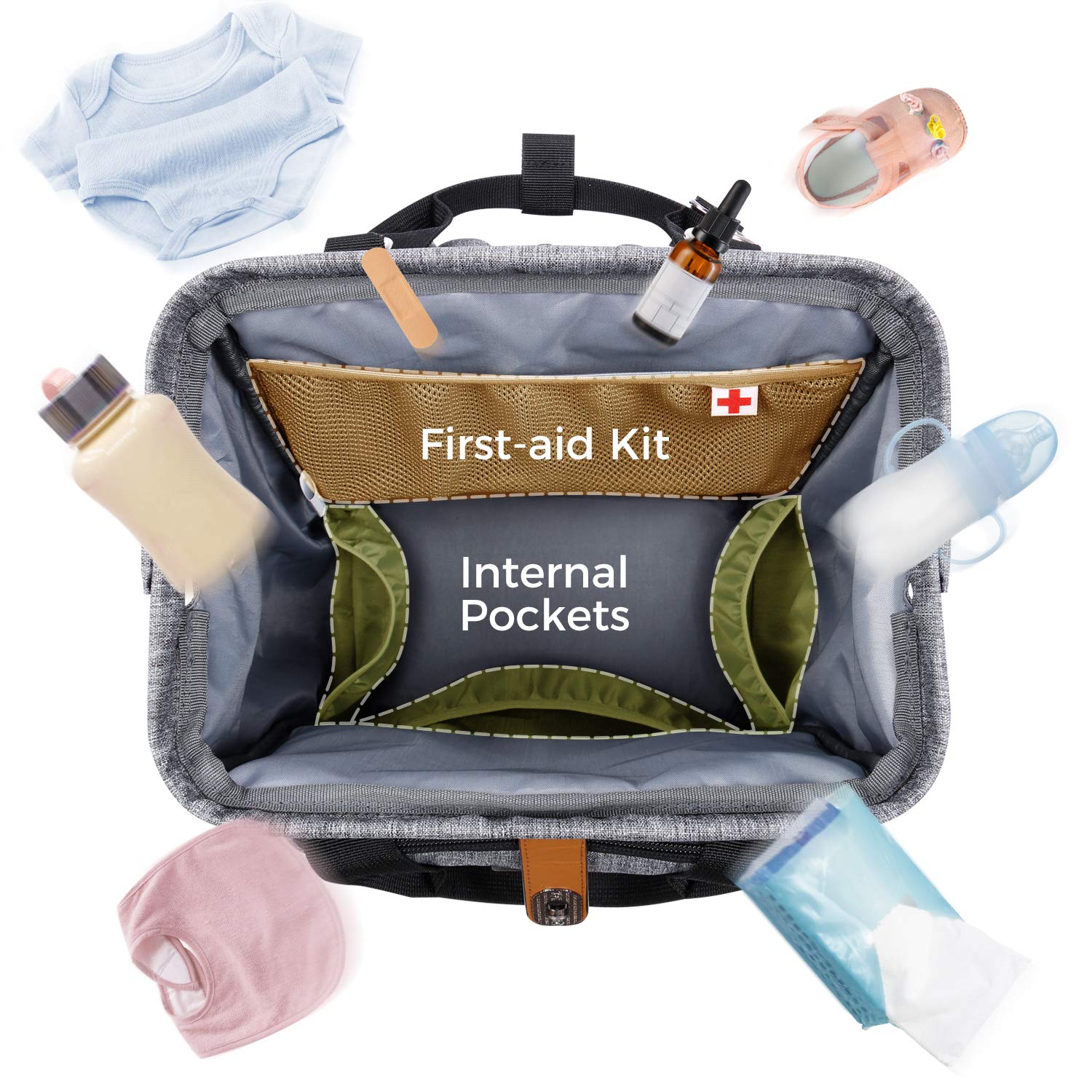 Lifewit Diaper Bag Backpack, Unisex Nappy Bag Hospital Bag with Changing Pad Multifunctional One-hand Opening and Closing Maternity Bag Travel Backpack for Mom Dad