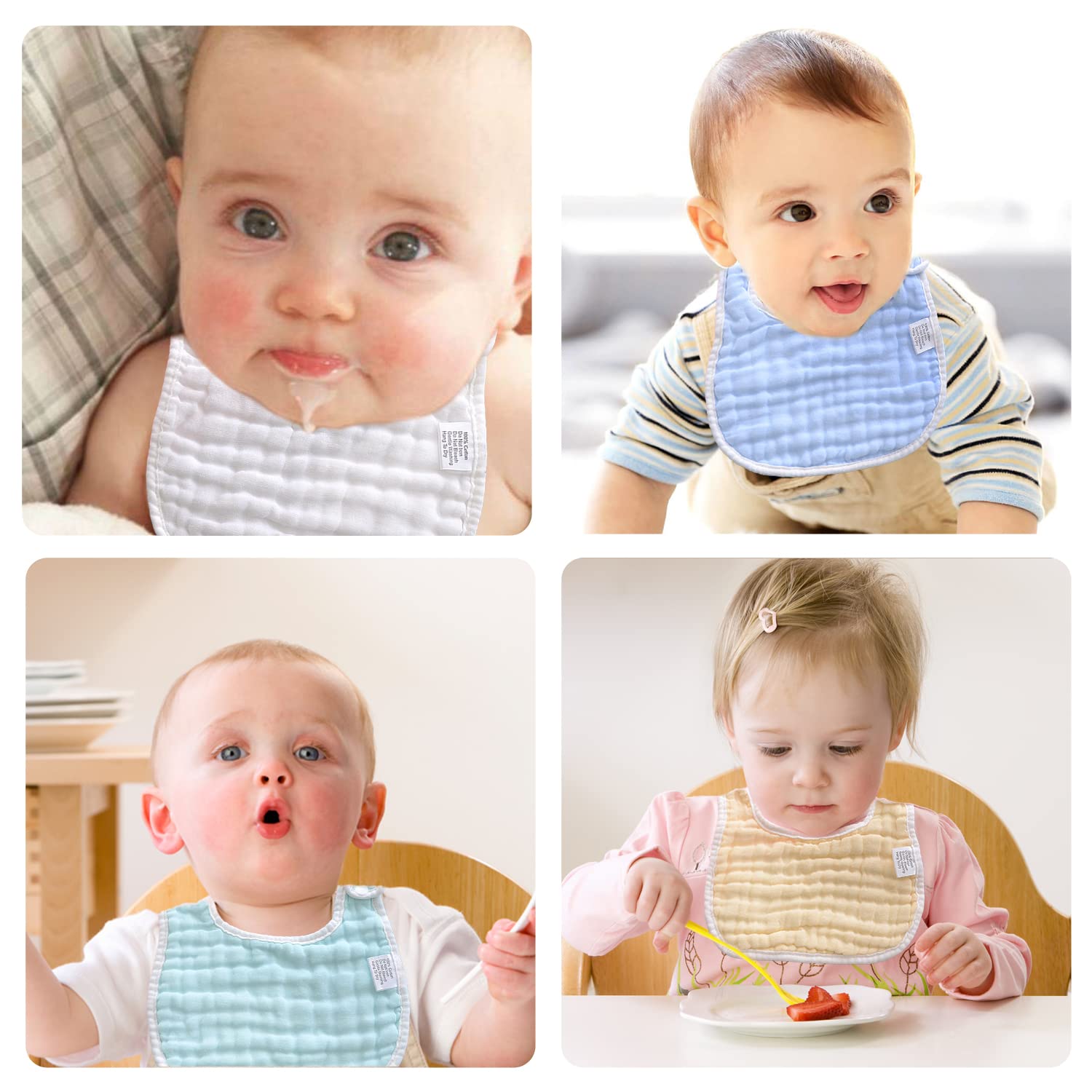 Yaacue Muslin Bibs for Baby Boys Girls Soft Absorbent 8-Layer for 0-36 Months Baby Drooling and Teething