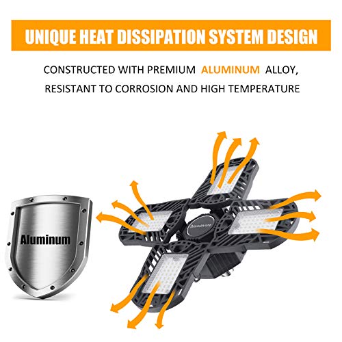 Led Garage Lights, Deformable Garage Light 10000LM, 100W Shop Lights for Garage, Ultra-Bright Lamps with 4 Adjustable Panels, Garage Ceiling Light for Workshop/Warehouse