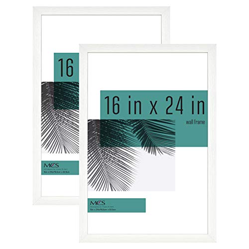 MCS Studio Gallery 16x24 Poster Frame White Woodgrain, Vertical & Horizontal Wall Hanging Large Picture Frame for Photos, Posters & Art Prints (2-Pack)