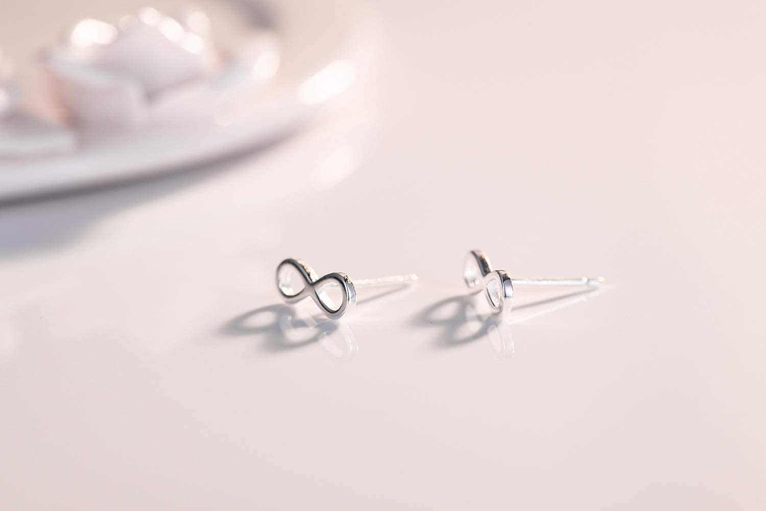 Minimalist Infinity Tiny 925 Sterling Silver Cartilage Tragus Small Stud Earrings for Women Sensitive Ears Cute Mini Huggie Post