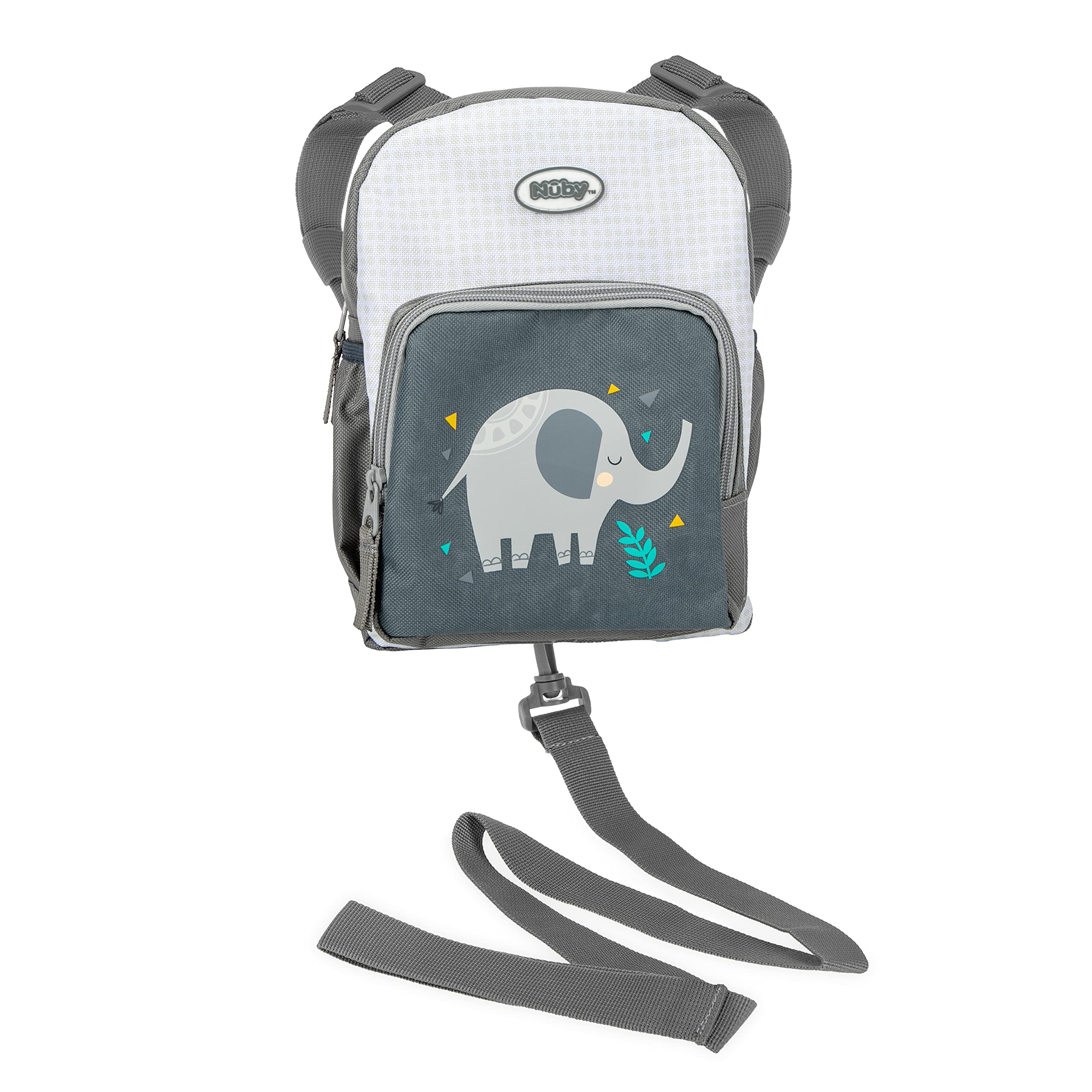 Nuby Kids Mini Backpack with Safety Harness and Detachable Tether, Grey
