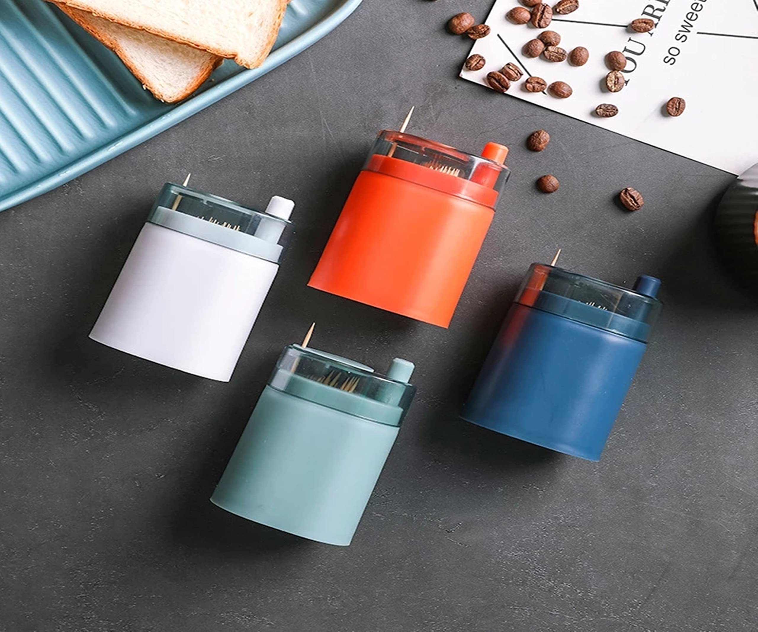 Syart Toothpick Holder Dispenser Pop-Up Automatic Toothpick Dispenser for Kitchen Restaurant Thickening Toothpicks Toothpicks for Appetizers Toothpicks for Appetizers Toothpick Storage Box (orange