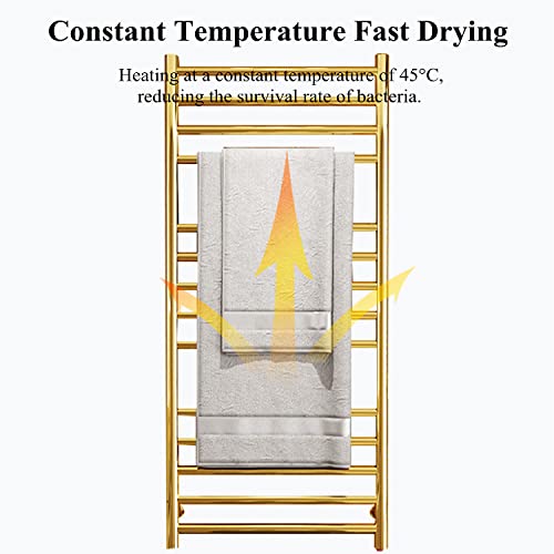 WTTTTW Towel Warmer Rack 14 Bars Wall Mounted Towel Heater, Stainless Steel Towel Warmer Rack, Clothes Drying Rack, Gold