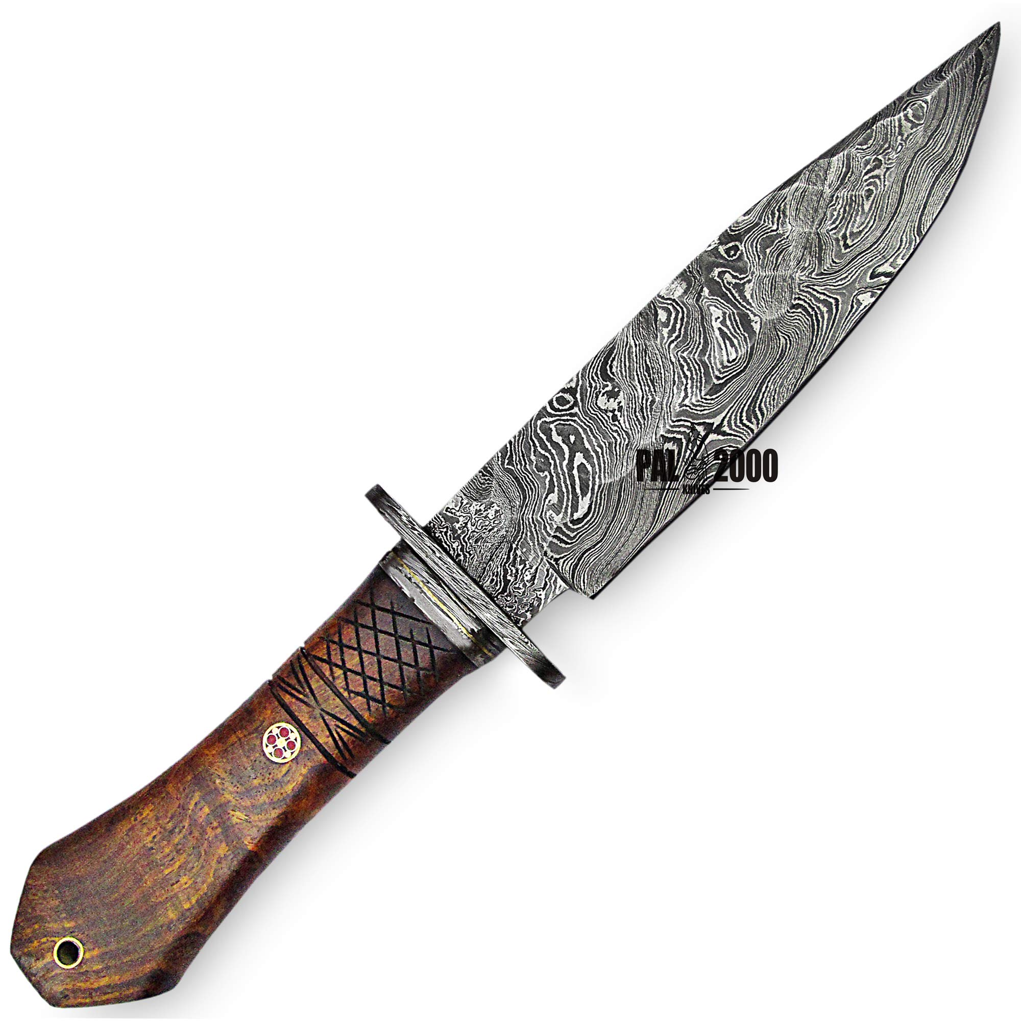 PAL 2000 HUNTING KNIVES Ssrg 9913 Handmade Damascus Steel Custom Knife Solid Rose Wood Handle