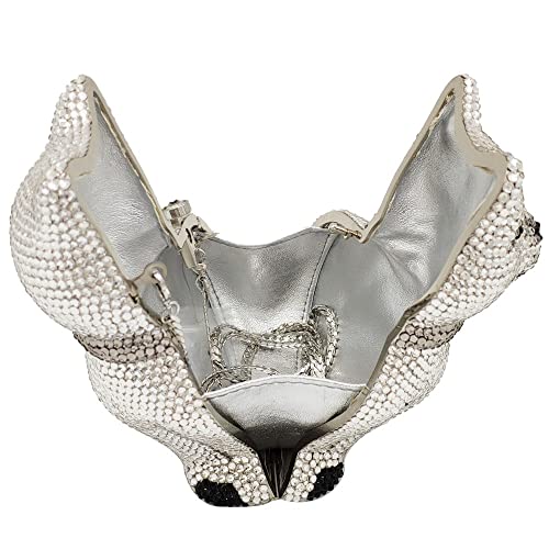 Mini Black Cat Shape Women Crystal Clutch Evening Bags Hand-Made Diamond Minaudiere Handbag Party Wedding Purse (B)