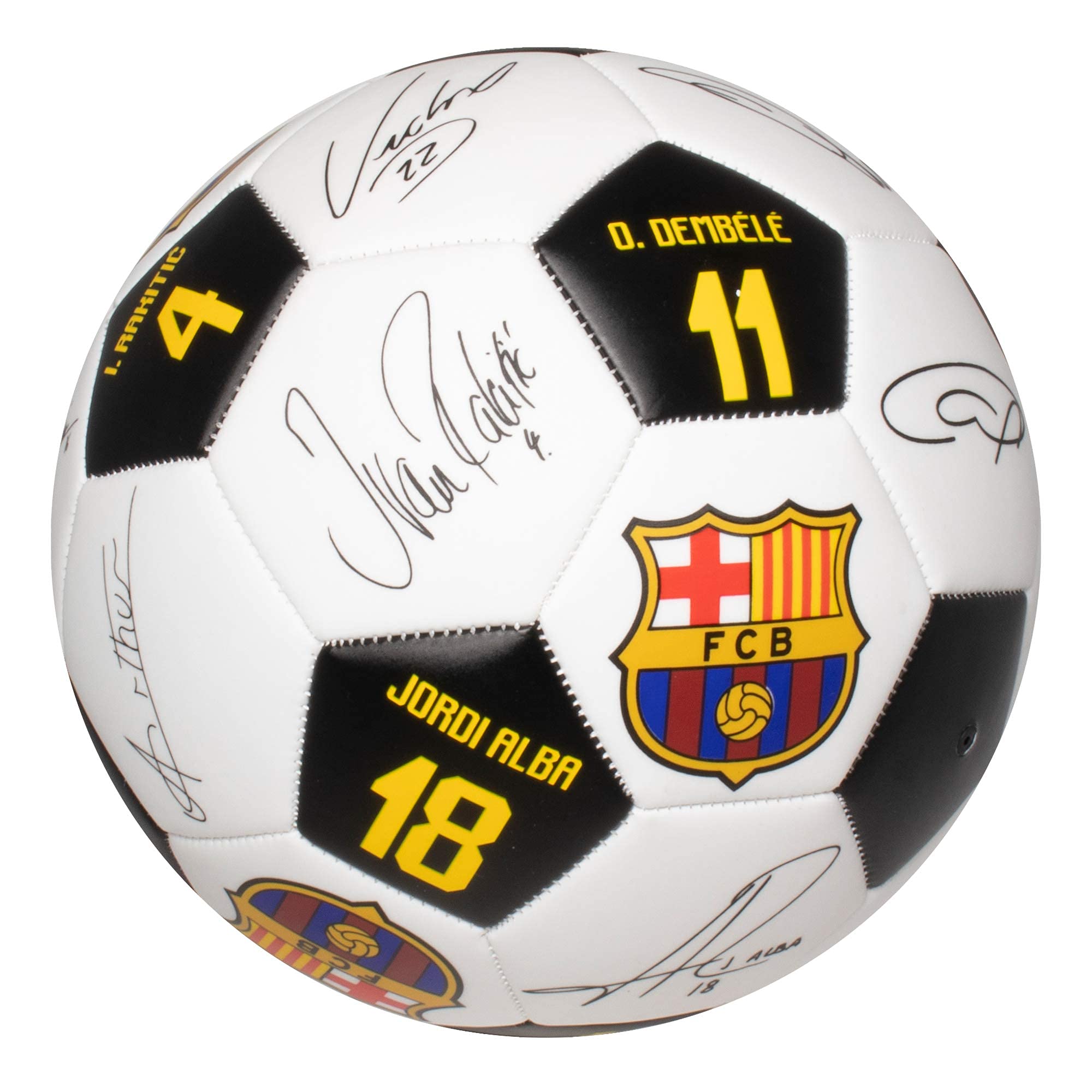 Maccabi Official FC Barcelona Soccer Ball with Player Signatures and Player Numbers, Size 5
