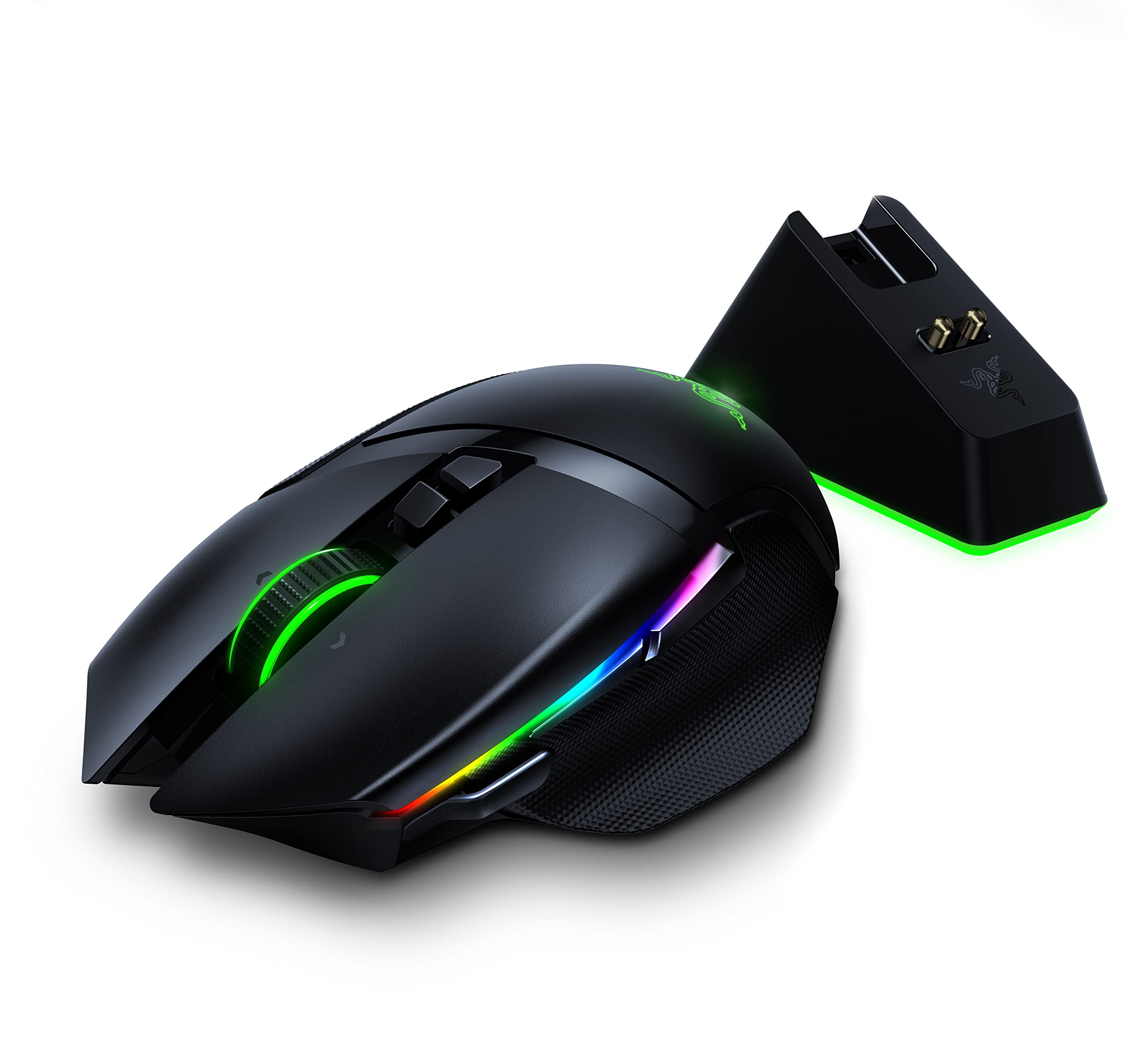 Razer Kraken V3 Pro HyperSense Wireless Gaming Headset & Leatherette Memory Foam Cushions & Basilisk Ultimate HyperSpeed Wireless Gaming Mouse w/Charging Dock - Classic Black