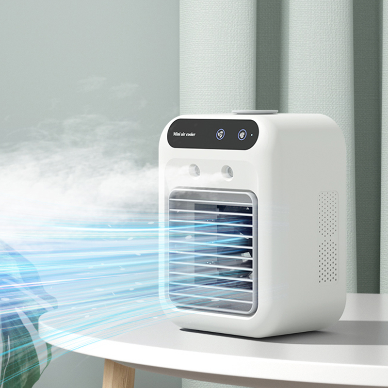 TEDATATA Desk Fan with Cold Water Tank, Mini Spray Air Conditioning Fan, Desktop Cooling Fan, USB Rechargeable, Home Office Car Small Air Cooler (White)