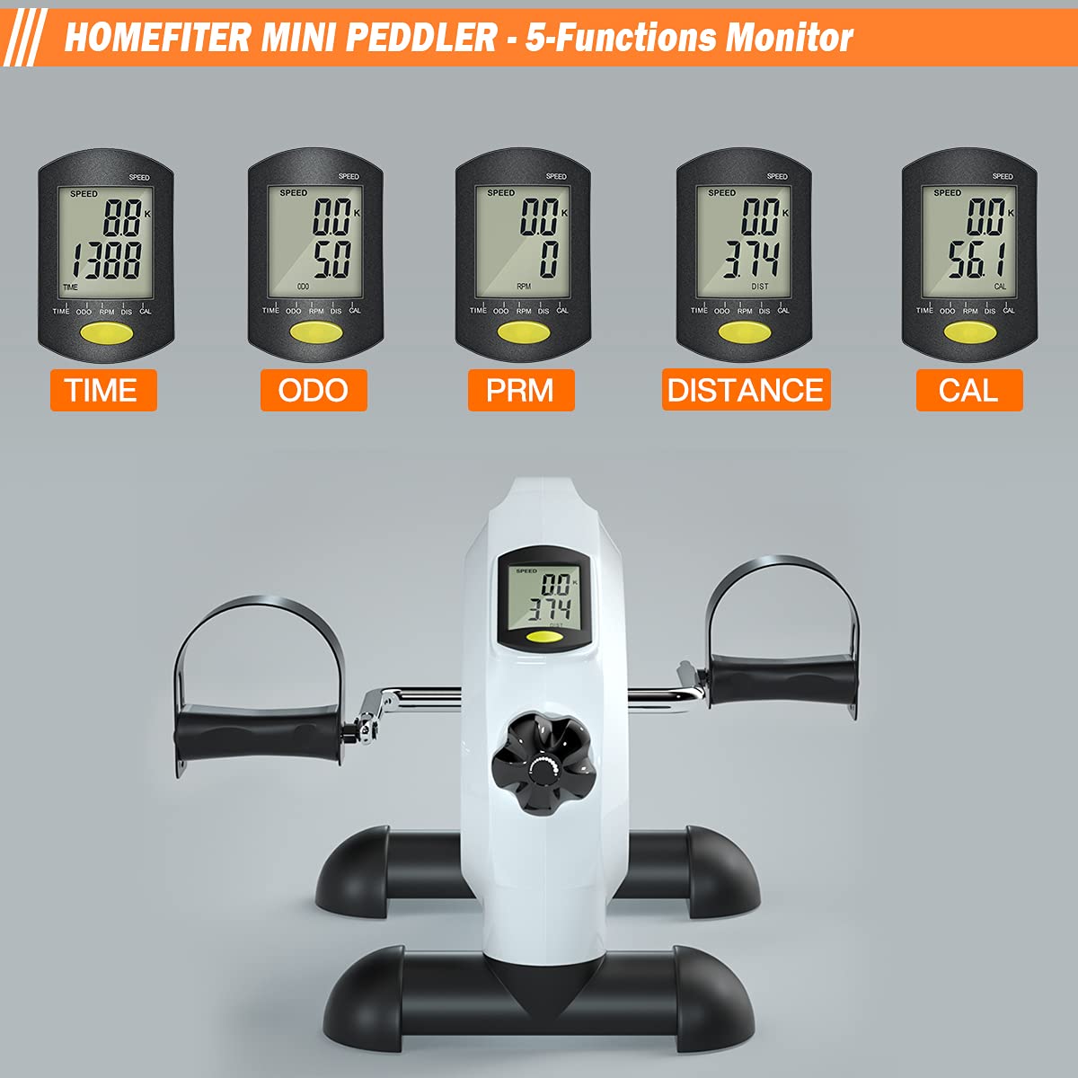 Mini Exercise Bike Under Desk Bike Pedal Exerciser Portable Foot Arm & Leg Peddler Cycle Machine with LCD Screen Displays