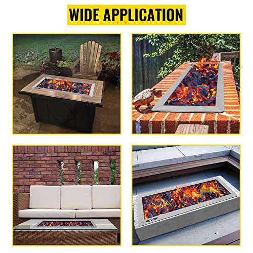 VBENLEM Fire Pit Pan 37.5x14 Inch, Stainless Steel Rectangular Fire Pit Pan and Burner, Built-in Fire Pit Pan with H-Burner, 150K BTU