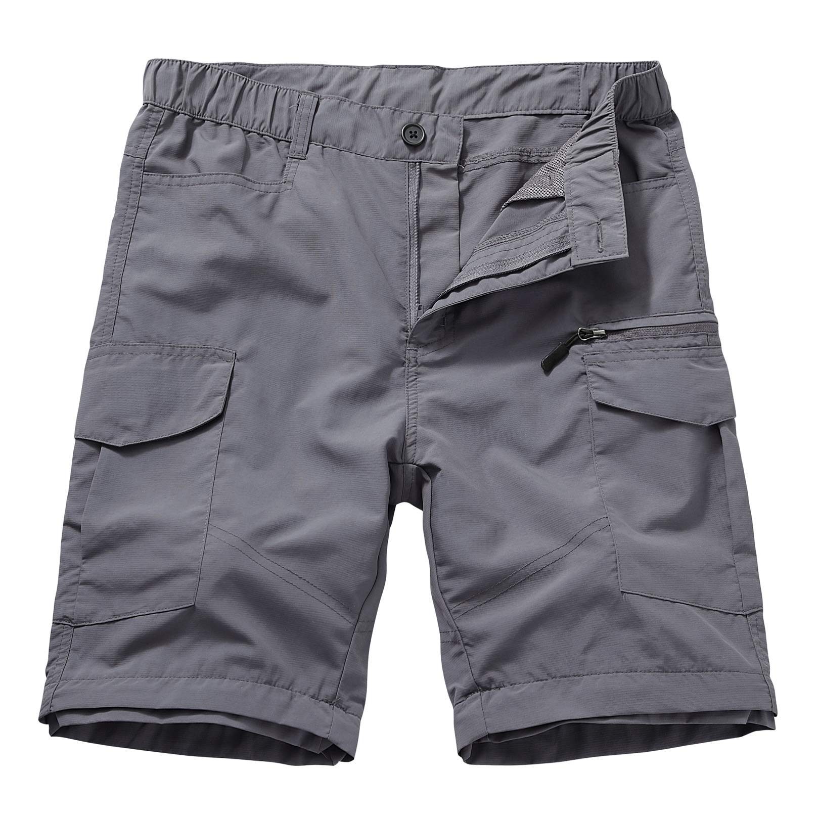 Mens Hiking Pants Quick Dry Lightweight Fishing Pants Convertible Zip Off Cargo Work Pants Trousers #6055,Grey,36
