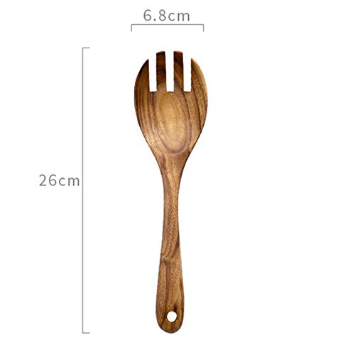 MEGIMA Spoons, Large Wooden Spoon Set, Big Salad Serving Spoon Fork Natural Wood Tablespoon Long Handled Cooking Spoon, Kitchen Utensils