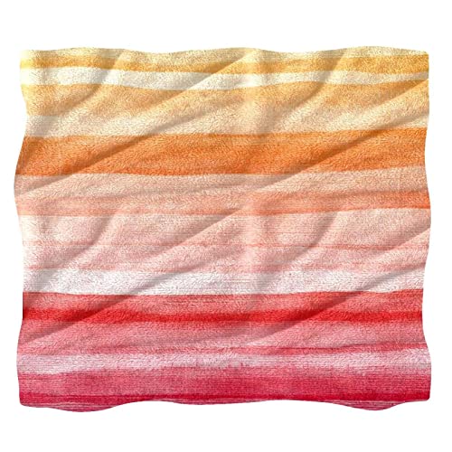 VBFOFBV Bedding Fleece Blanket, Decorative for Bedroom Sofa Floor, Orange Pink Gradient Stripes