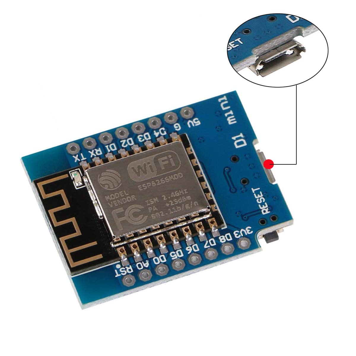 MakerFocus 2pcs D1 Mini NodeMCU 4M Bytes Lua WiFi Development Board Base on ESP8266 ESP-12F N Compatible NodeMcu Ar duino