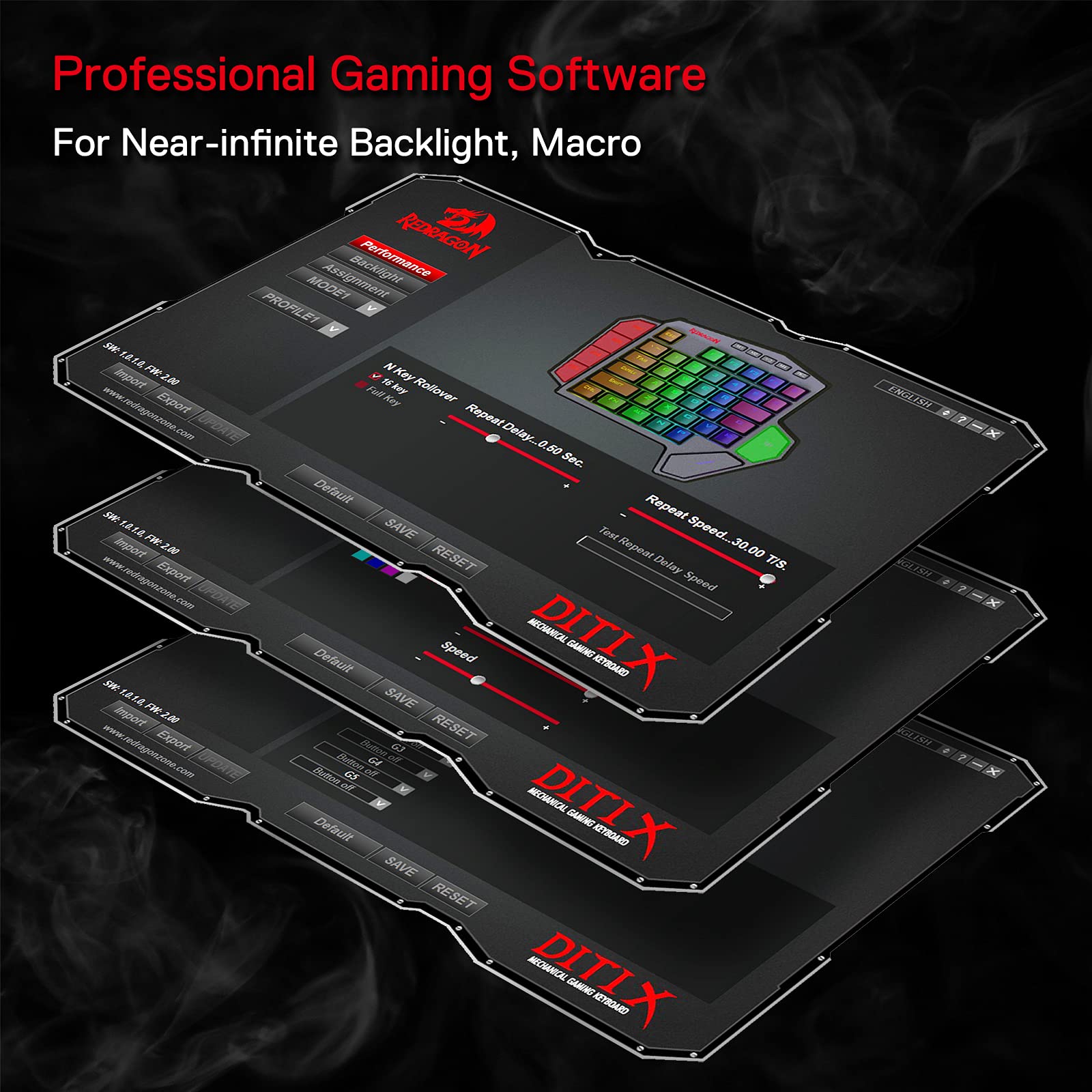 Redragon K585 DITI Wireless One-Handed Mechanical Keyboard, 42 Keys 2.4Ghz RGB 40% Gaming Keypad with 7 Onboard Macro Keys, Detachable Wrist Support, Durable Battery, Clicky Blue Switch