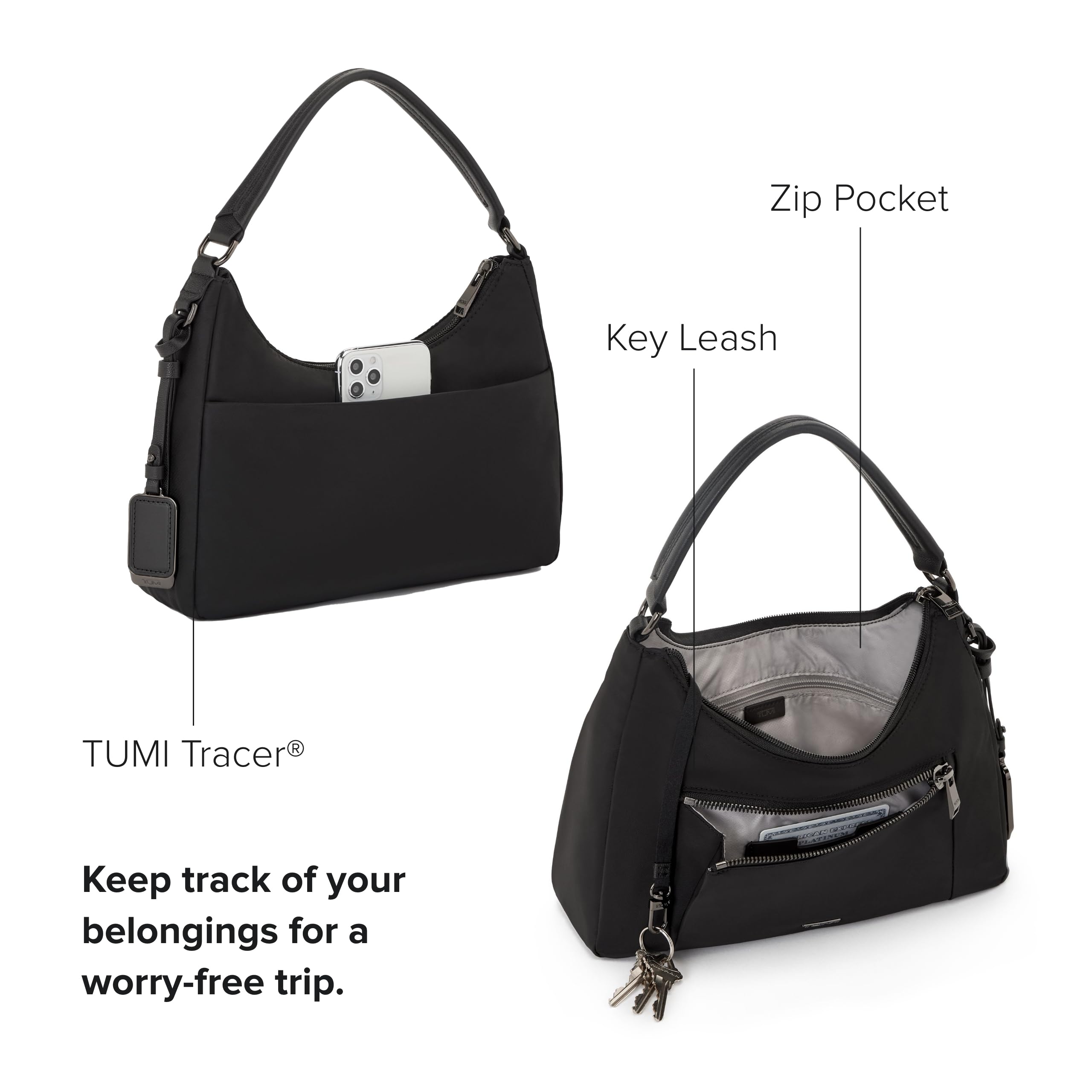 TUMI - Voyageur Adelaide Hobo Crossbody - Sling Bag for Women - Everyday Travel Purse - Removable Strap Tracer - Lilac & Silver Hardware