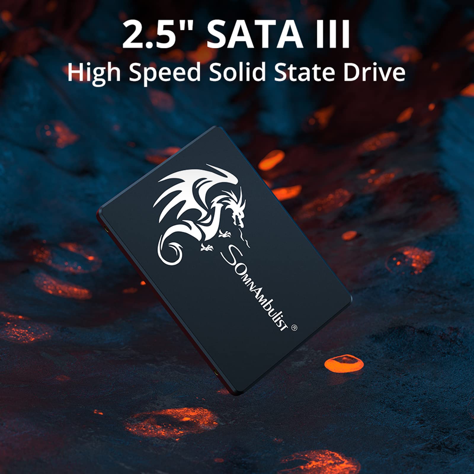 Somnambulist SSD 480GB SATA III 6Gb/s 2.5″ 7mm(0.28″) Internal Solid State Drive Read Speed Up to 550Mb/s for Laptop and Pc H650 SSD (480GB Black Dragon)