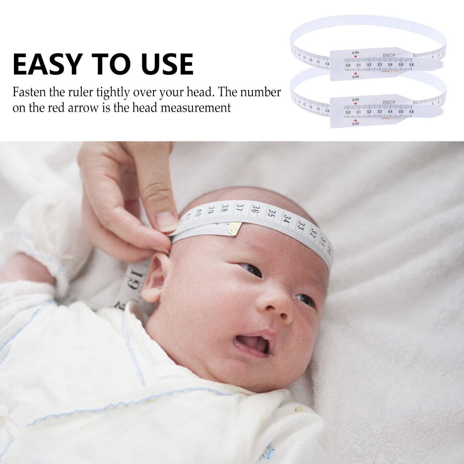 TEHAUX Head Circumference Measuring Tape, Measure Rulers for Pediatrics, Plastic, Reusable, Non- Stretchable with End Insert (6Pcs 22inch)