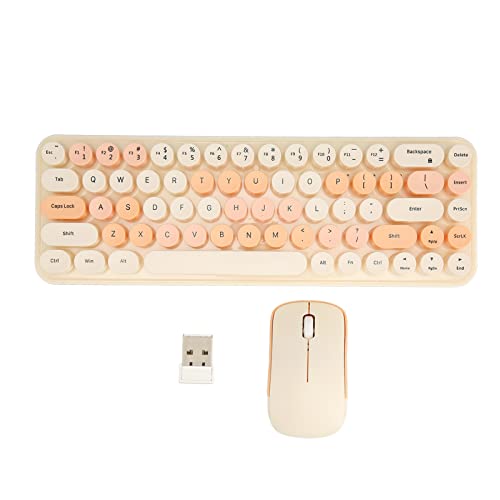 USB Keyboard Mouse, Gaming Keyboard Mouse Low Consumption 3 DPI 2.4G Wireless 68 for Office (Tawny Mixed Color)