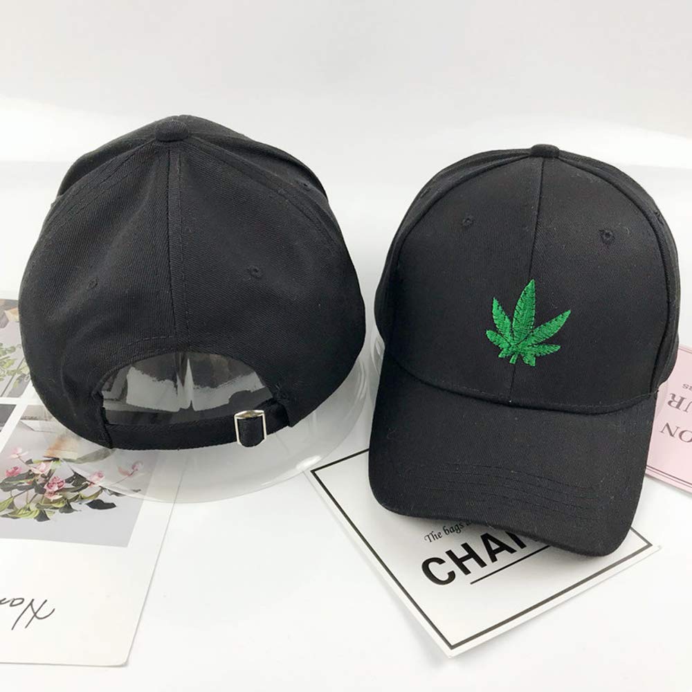 Maple Leaf Embroidery Hat Baseball Cap Baseball Cap for Men and Women- Unstructured Soft Cotton Cap (Black)