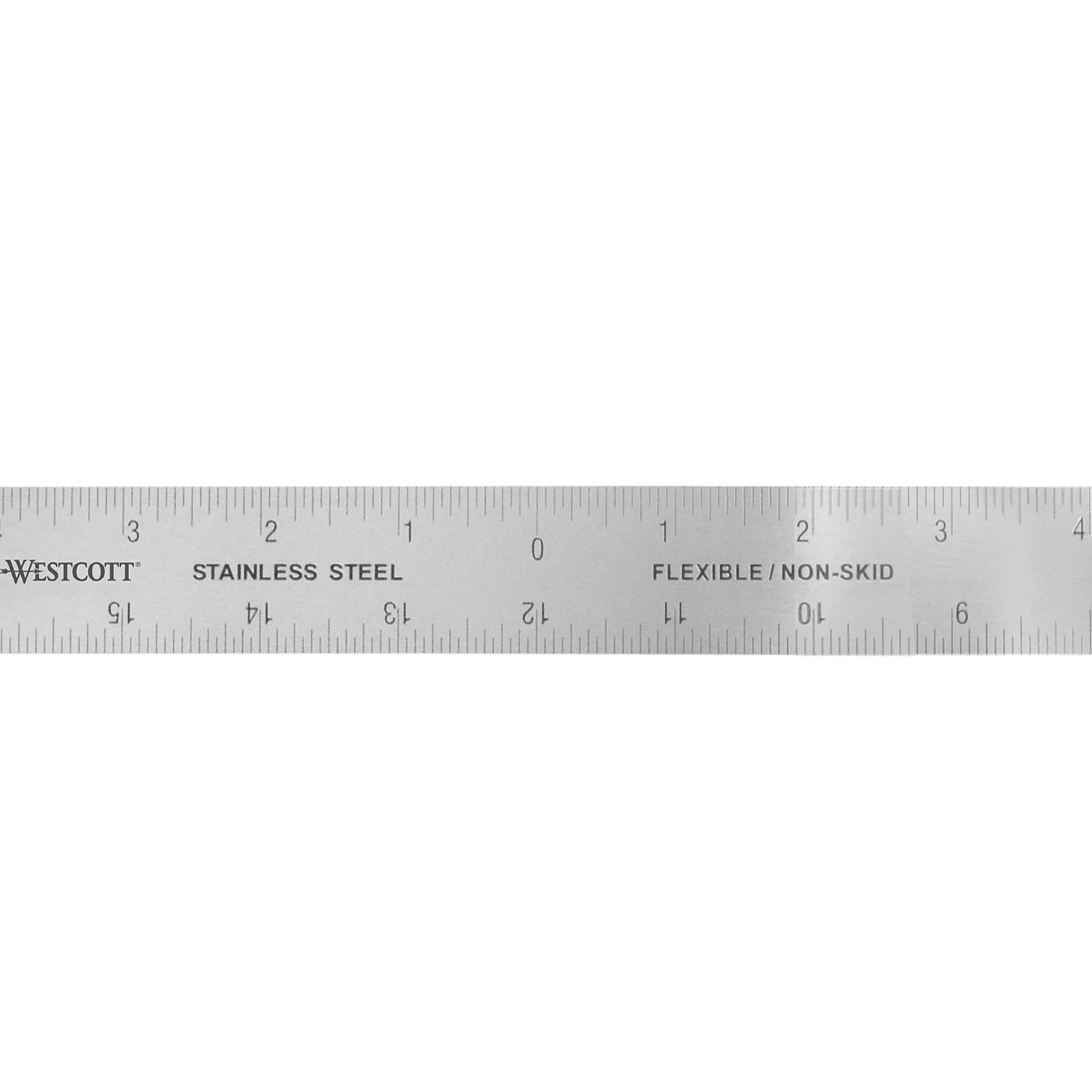 Westcott ZC-24 Zero Center Stainless Steel Metal Ruler with Non-Slip Cork Base, 24 In